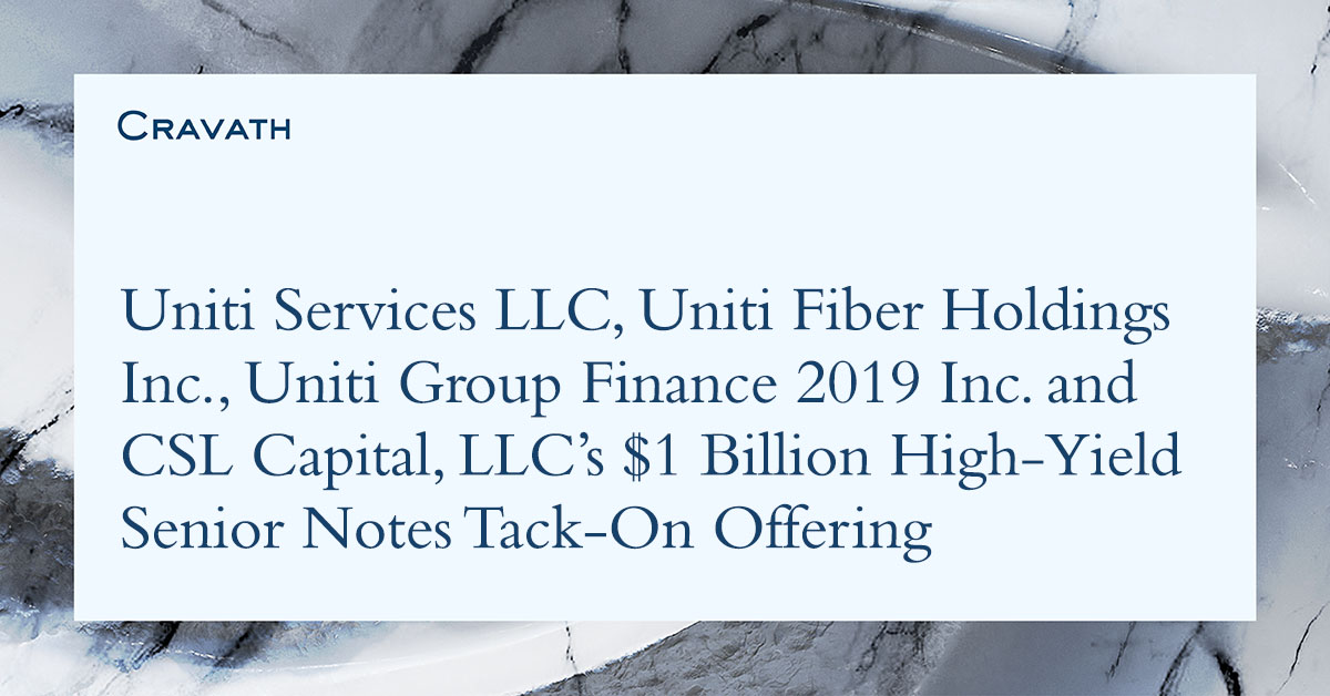 Uniti Services LLC, Uniti Fiber Holdings Inc., Uniti Group Finance 2019 ...