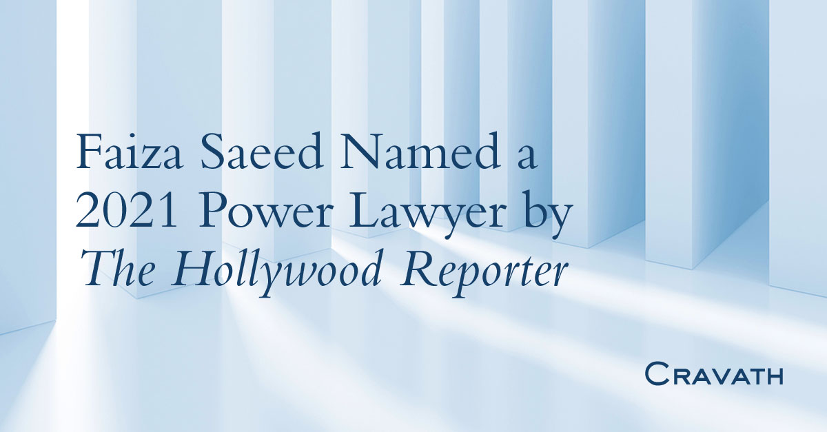 Faiza Saeed Named a 2021 Power Lawyer by The Hollywood Reporter ...