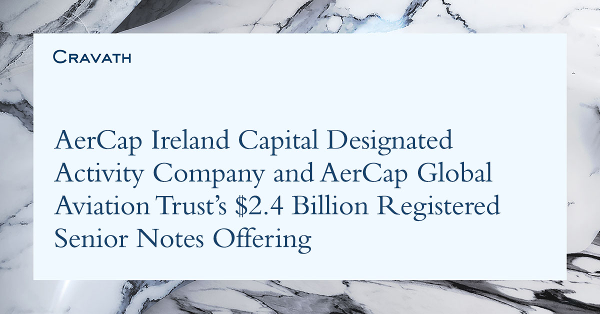 AerCap Ireland Capital Designated Activity Company and AerCap Global ...