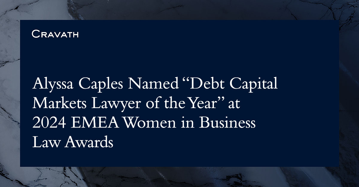 Alyssa Caples Named “Debt Capital Markets Lawyer of the Year” at 2024 ...