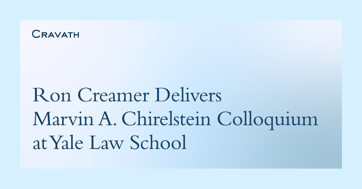 Ron Creamer Delivers Marvin A. Chirelstein Colloquium at Yale Law ...