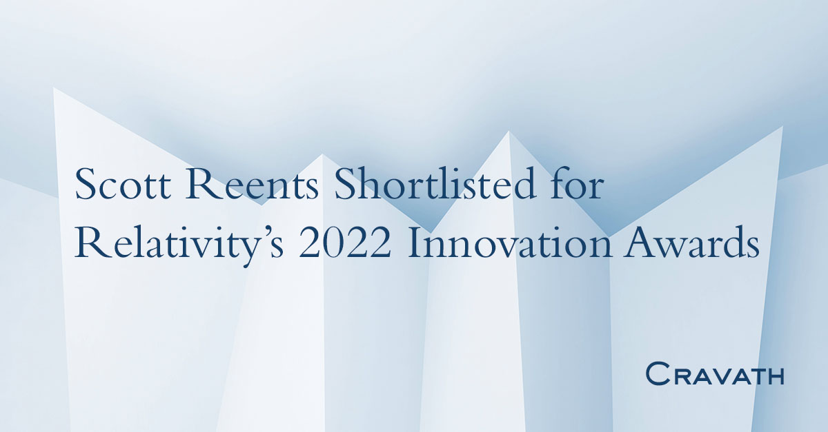 Scott Reents Shortlisted for Relativity’s 2022 Innovation Awards ...