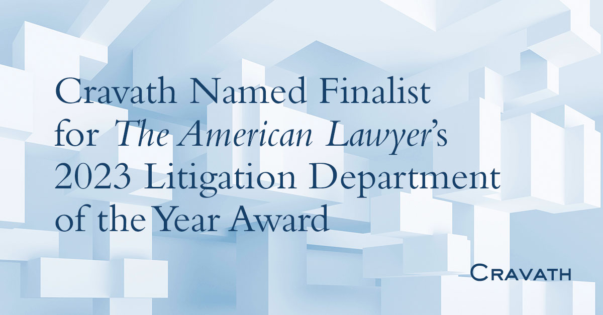 Cravath Named Finalist for The American Lawyer’s 2023 Litigation ...