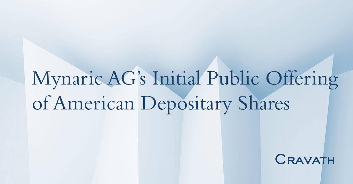 Mynaric AG’s Initial Public Offering of American Depositary Shares ...
