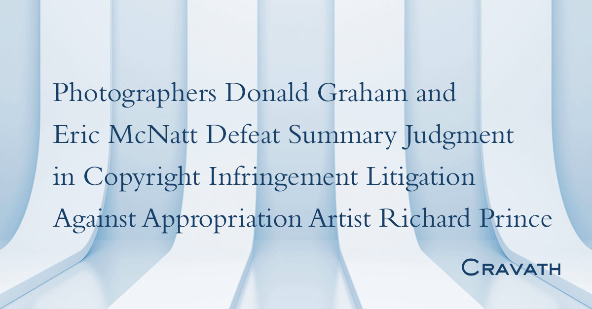 Photographers Donald Graham and Eric McNatt Defeat Summary Judgment in ...