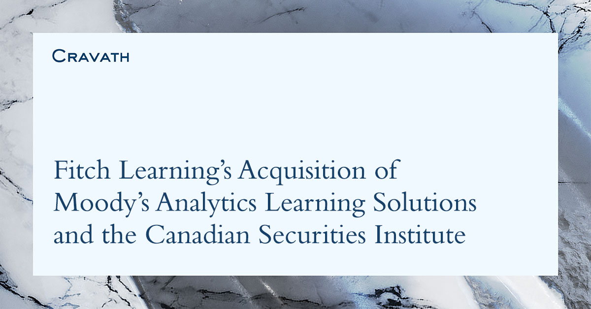 Fitch Learning’s Acquisition of Moody’s Analytics Learning Solutions ...