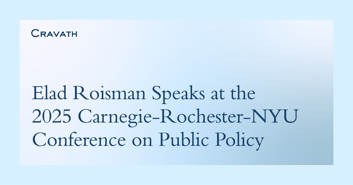 Elad Roisman Speaks at the 2025 Carnegie-Rochester-NYU Conference on ...