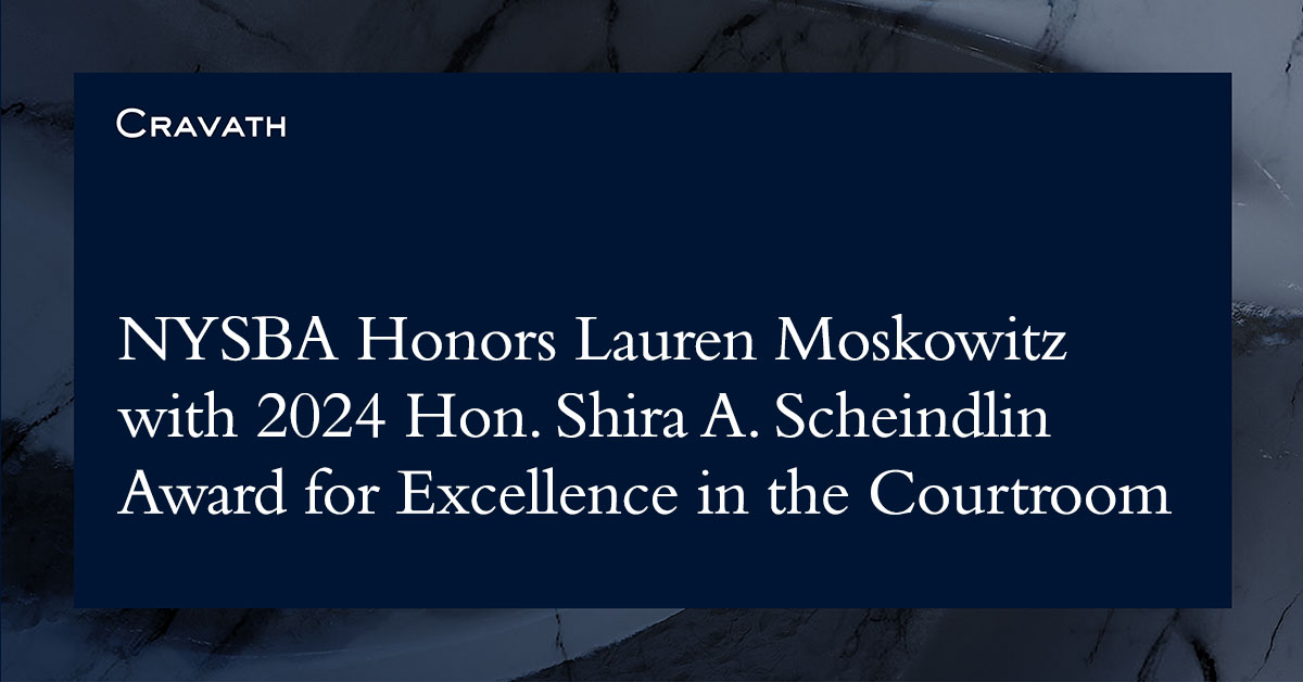 NYSBA Honors Lauren Moskowitz with 2024 Hon. Shira A. Scheindlin Award ...