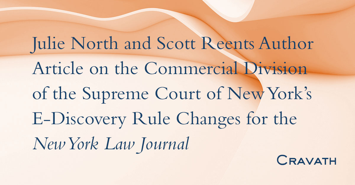Julie North and Scott Reents Author Article on the Commercial Division ...