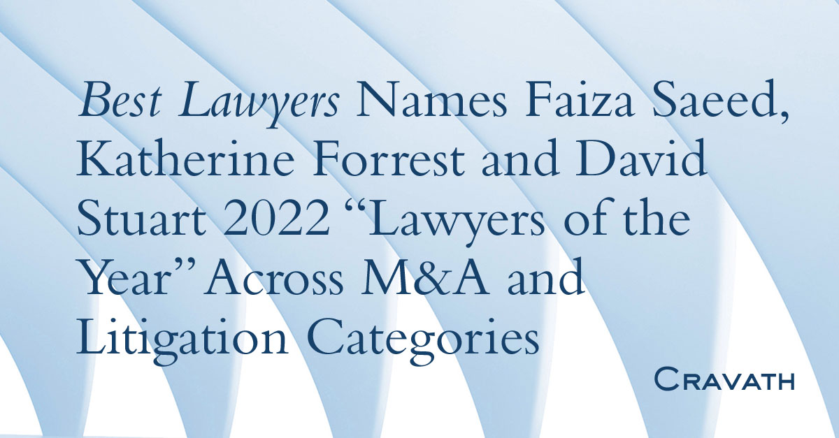 Best Lawyers Names Faiza Saeed and David Stuart 2022 “Lawyers of the ...