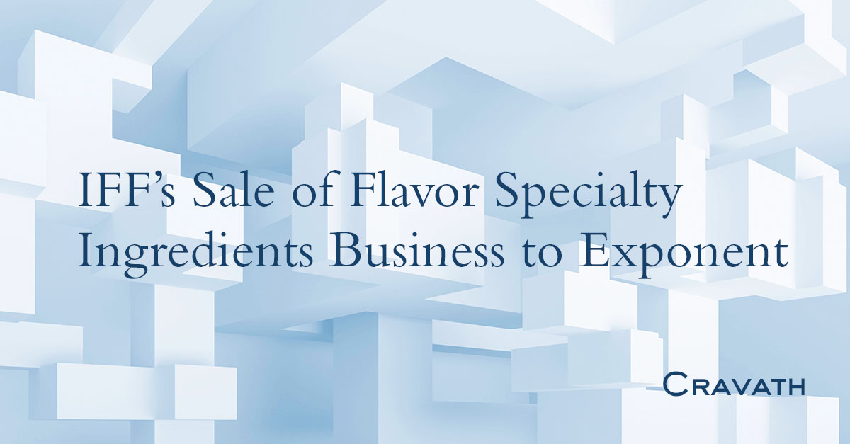IFF’s Sale of Flavor Specialty Ingredients Business to Exponent ...