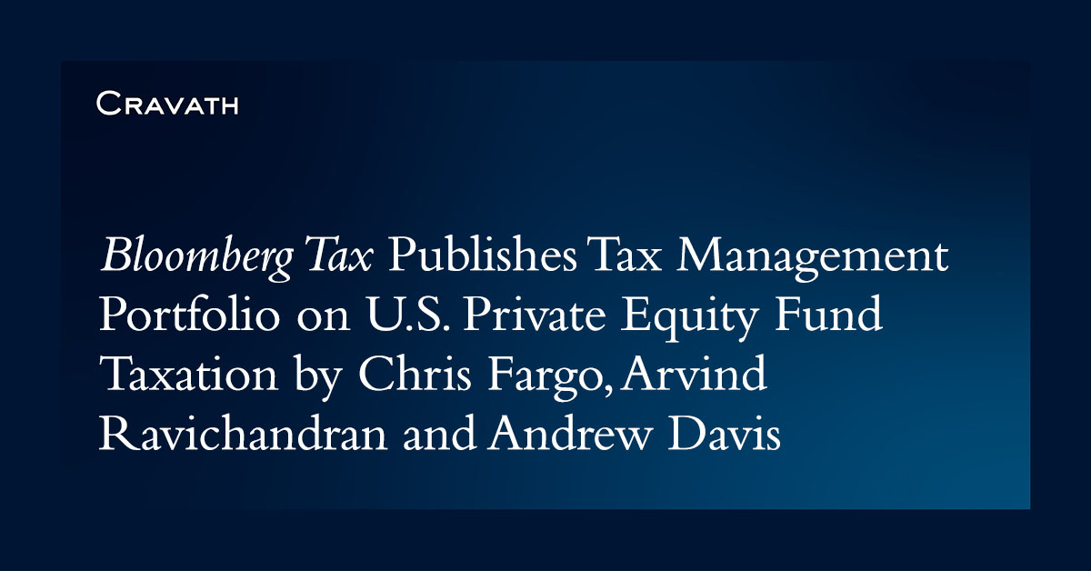 Bloomberg Tax Publishes Tax Management Portfolio on U.S. Private Equity ...