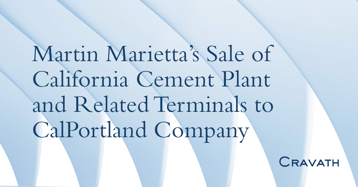 Martin Marietta’s Sale of California Cement Plant and Related Terminals ...